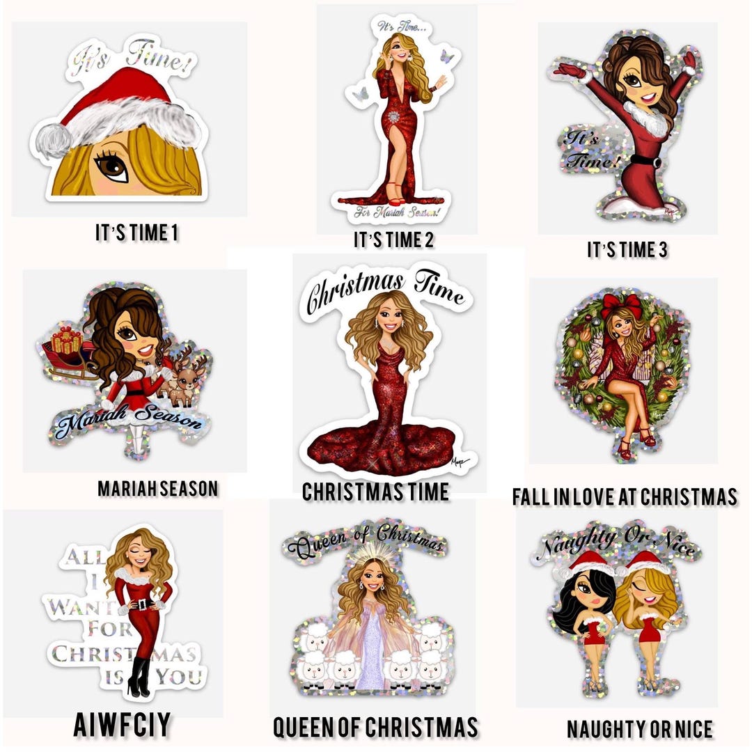 Mariah Carey Shimmery-glitter Queen Christmas Stickers - Etsy
