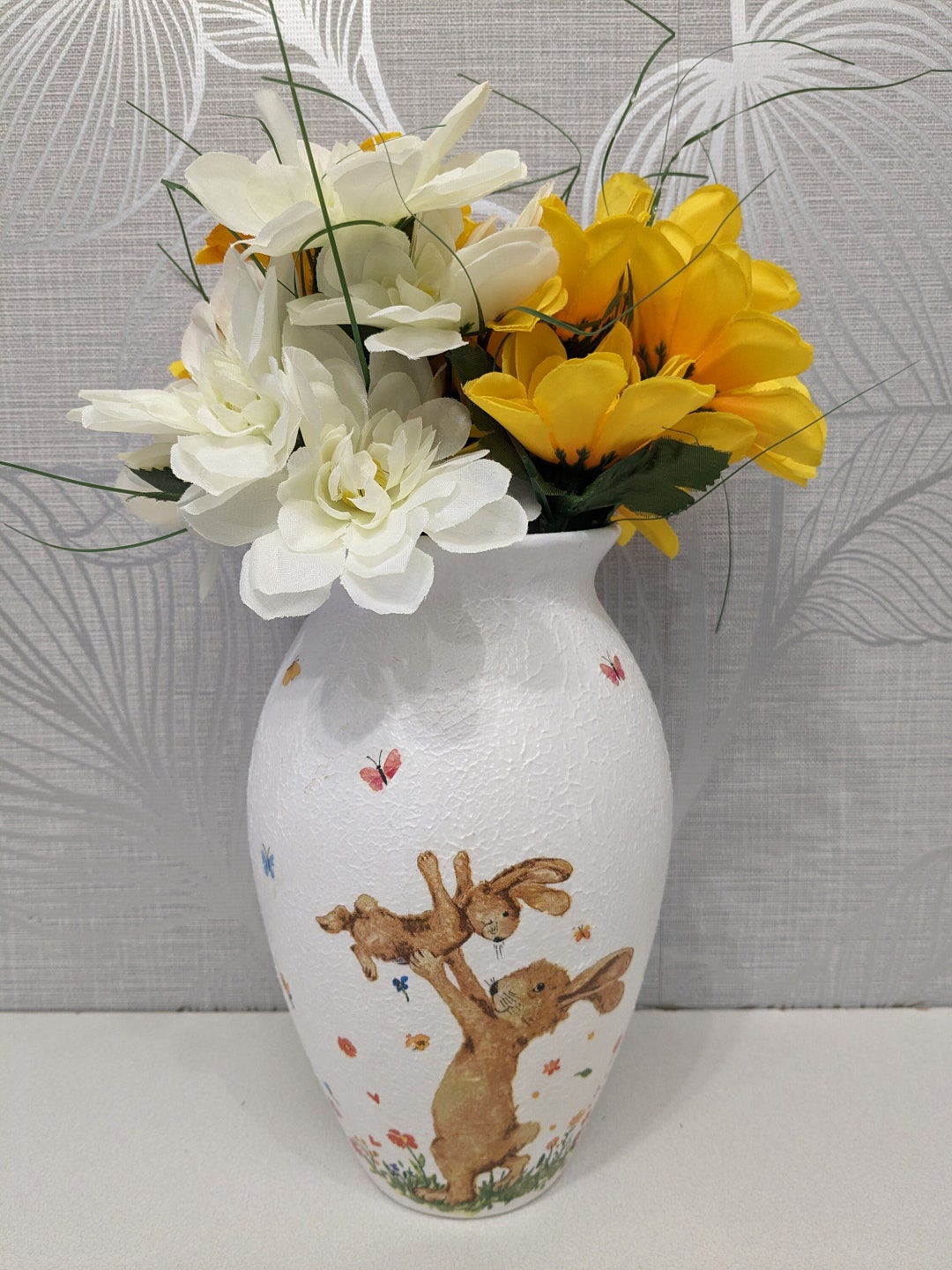Decoupage Vase With Rabbits Design - Etsy