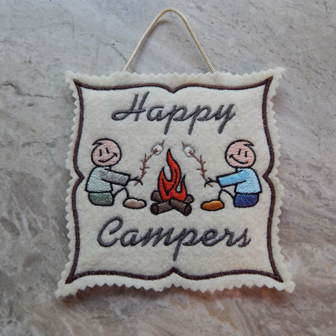 Happy Campers Wall Hanging, Camper Decor, Camping Decor, Embroidered ...