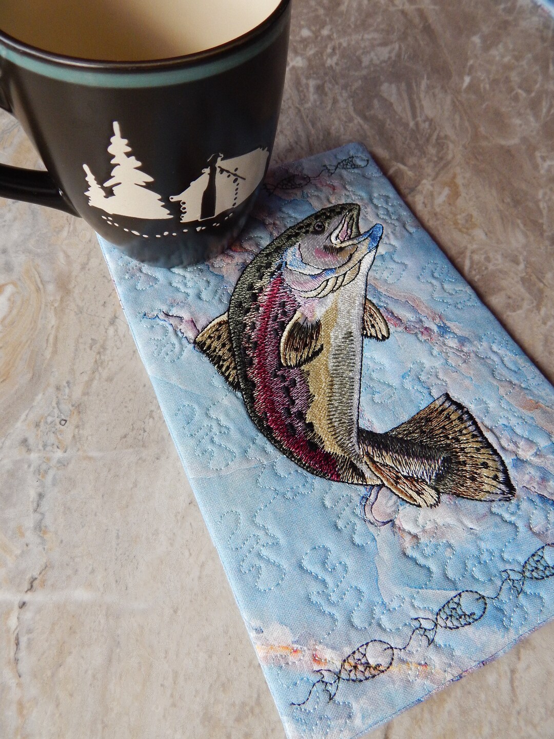 Rainbow Trout Mug Rug Fishing Gifts Camping Gifts - Etsy