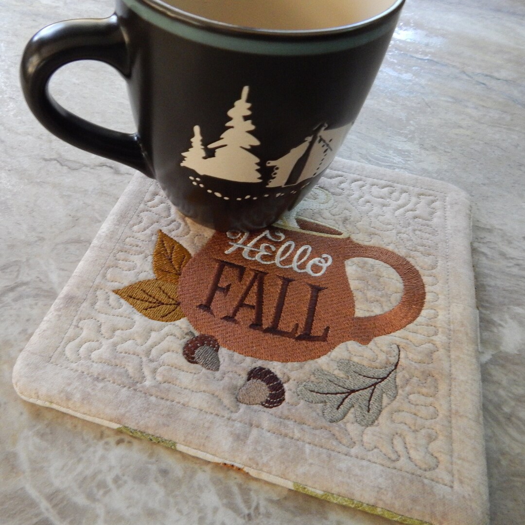 Large Hello Fall Coaster, Motorhome Decor, Camping Gifts, Quilted ...