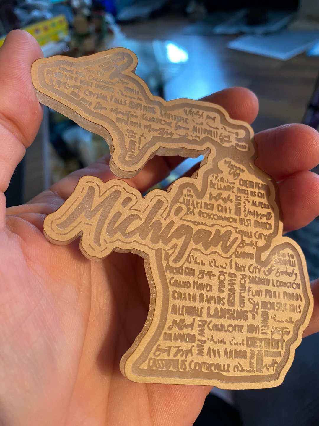 4 Inch Stat of Michigan Coaster Beautiful Detail With Names of County’s ...