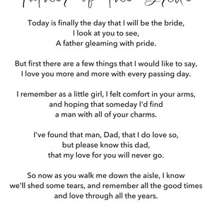 Custom Foil Picture, Special Father of the Bride Poem, Gift for Wedding ...