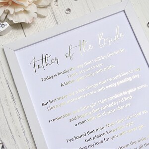 Custom Foil Picture, Special Father of the Bride Poem, Gift for Wedding ...