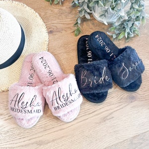 Custom Fluffy Slippers, Fluffy Cross Slippers, Custom Bride Slippers ...