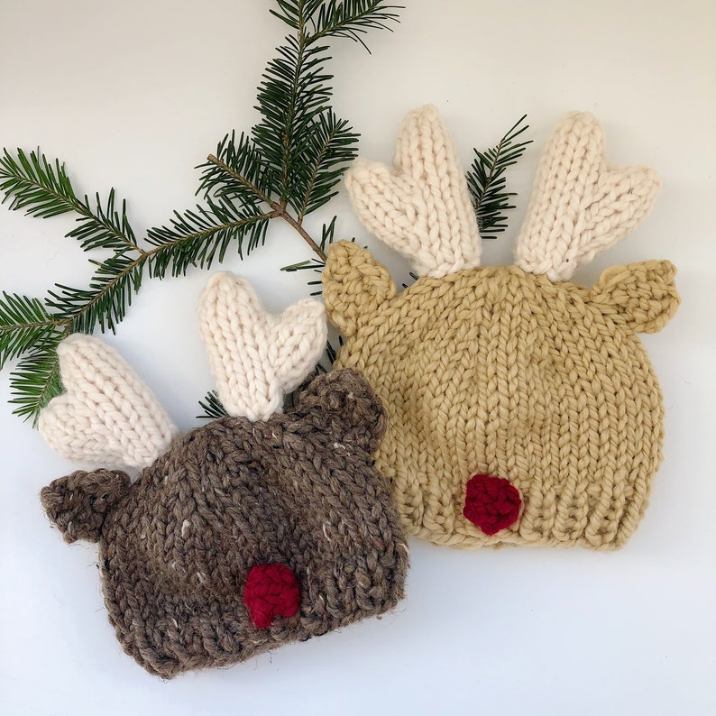Cozy Knit Reindeer Hat Knitting Pattern - Etsy