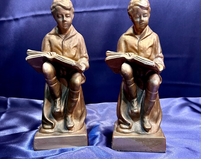 Vintage Bookends Young Boys Reading - Etsy