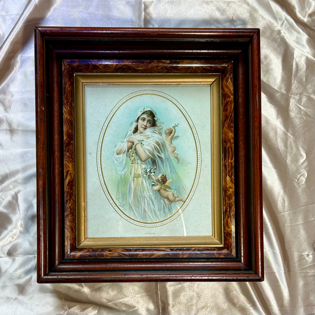 Fancy Antique Walnut Frame With 19th Century Signed Color - Etsy