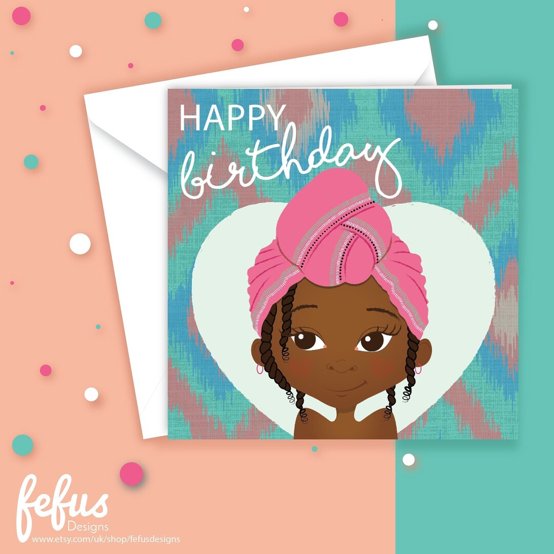Happy Birthday Card | Black Girl Card With Ages 4- 8 Years Old | Afro ...
