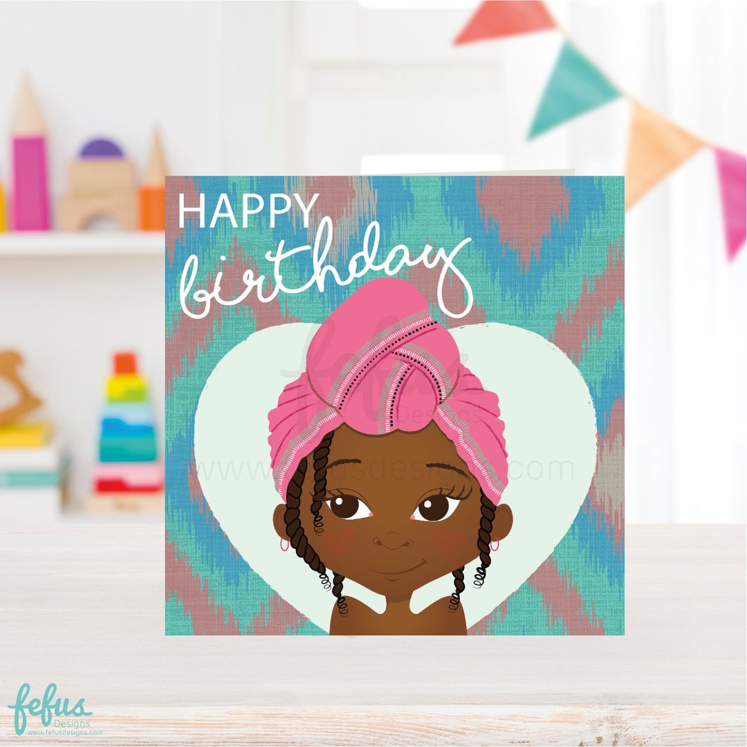 Happy Birthday Card for Black Girls - Multicultural Greetings, Pink ...