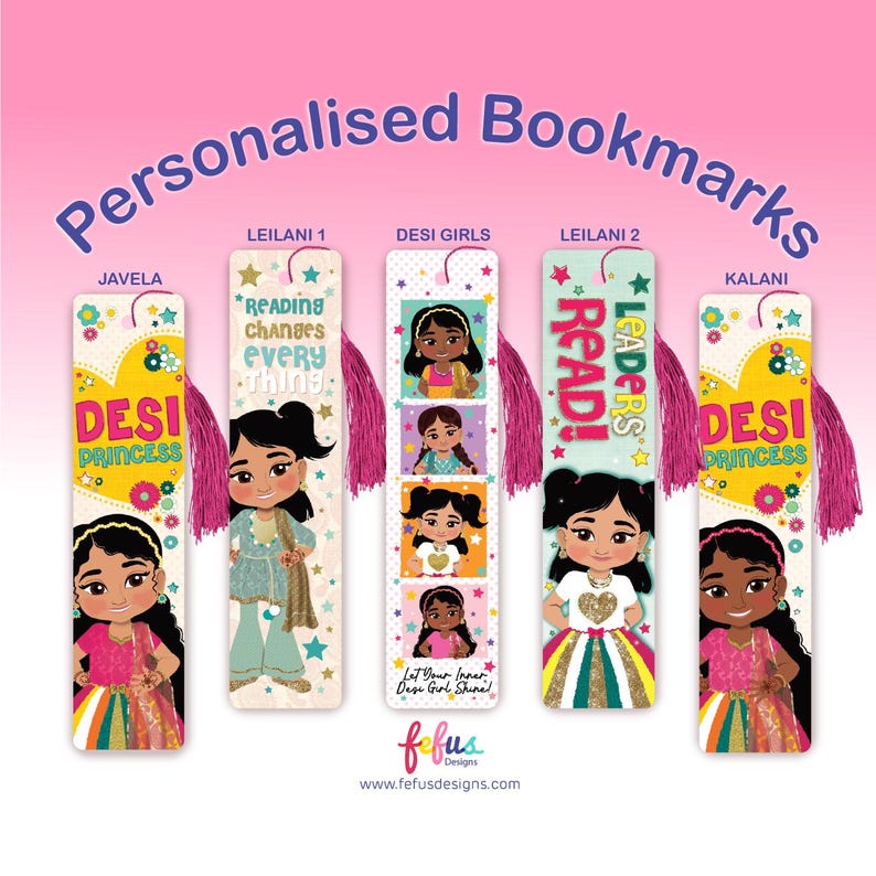 South Asian Girls Personalised Bookmark, Desi Girl Magic, Custom ...