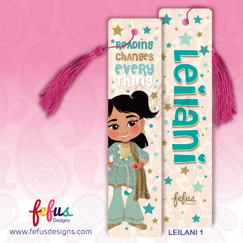 South Asian Girls Personalised Bookmark, Desi Girl Magic, Custom ...