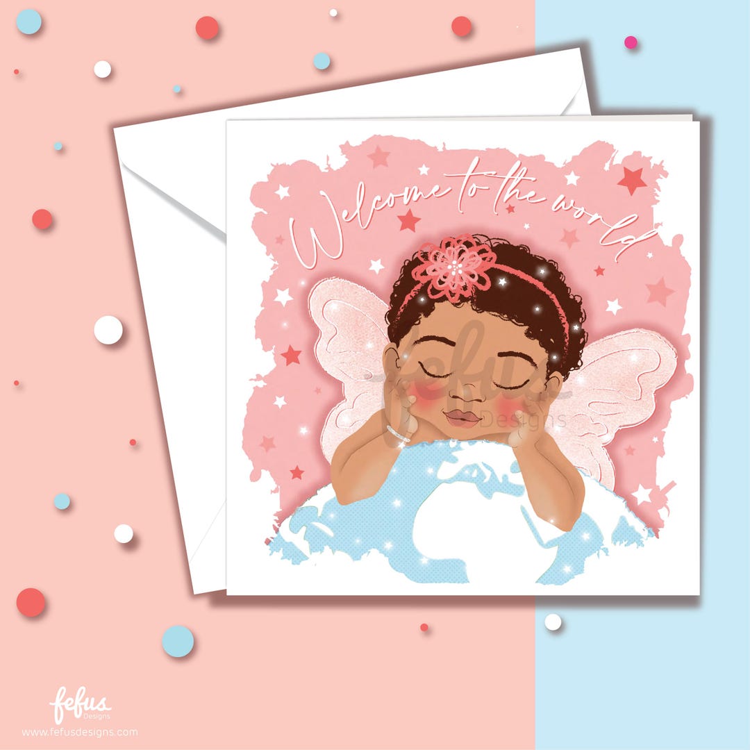 New Baby Girl Card, Welcome World, Mixed-race Representation, Newborn ...