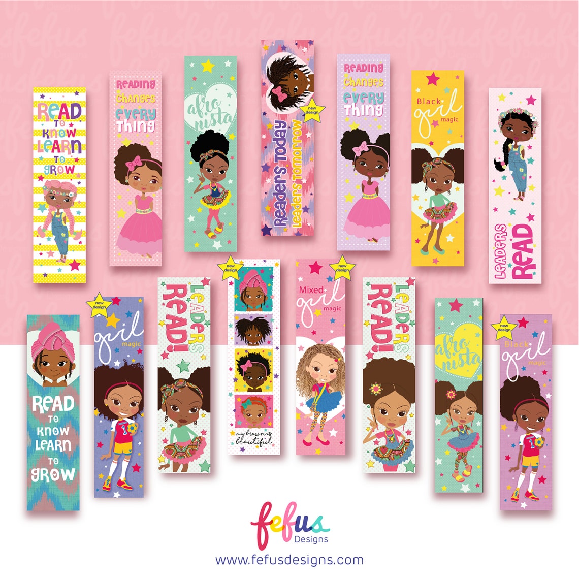Mixed Girl Magic Bookmark Laminated Bookmarks for Kids - Etsy
