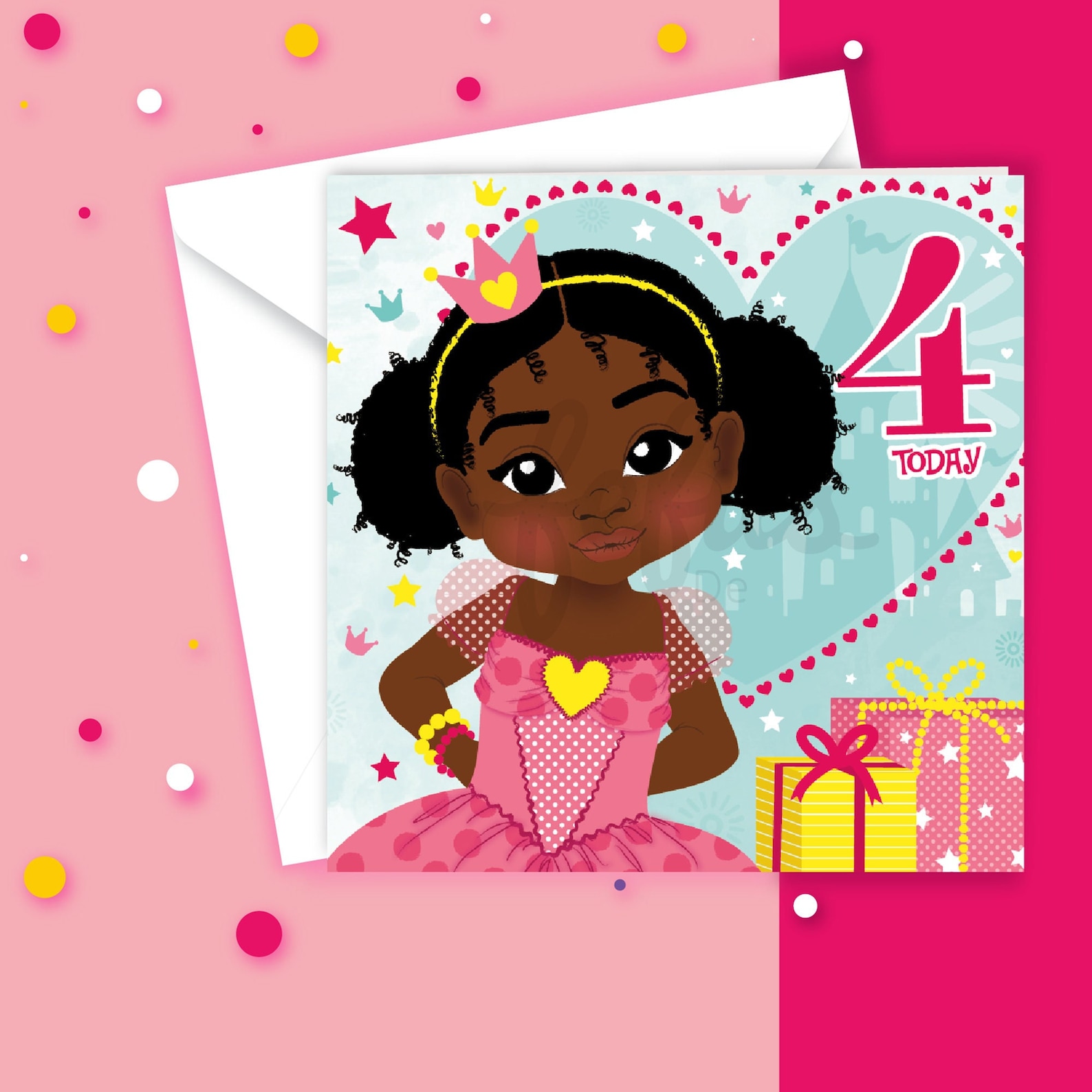 4th Birthday Card Black Girl, African American Girl , Black Girl Art ...
