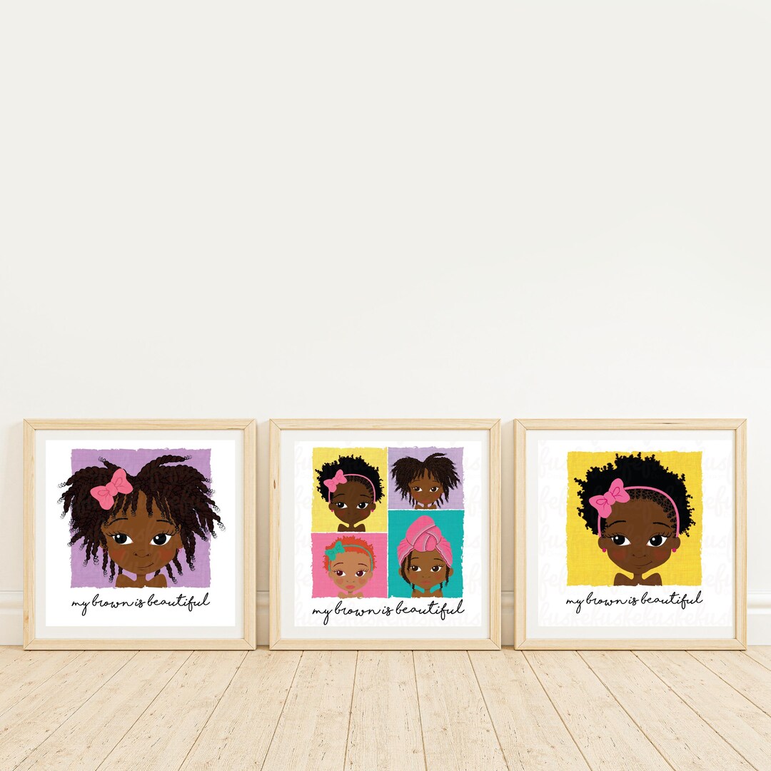 Set of 3 Girls' Wall Art Prints | Empowering Black Girl Art Print ...