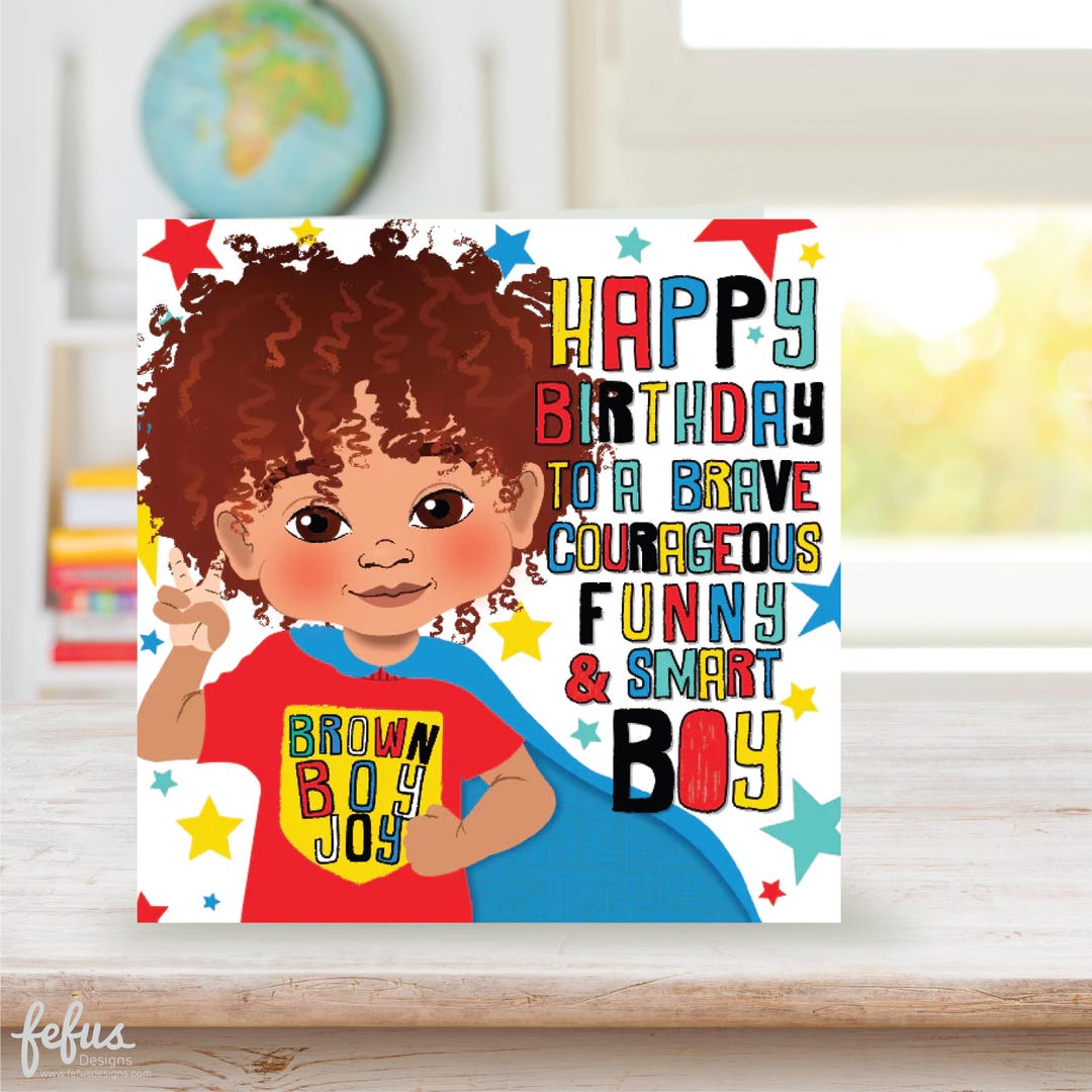 Ginger Afro Superhero Boy Birthday Card - Handrawn & Cute by Fefus ...
