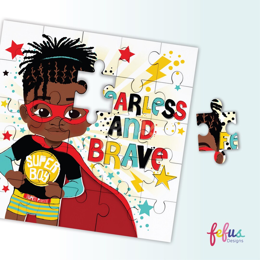 Black Boy Joy Super Hero Puzzle Brown Rasta Hero, Gifts Son, Nephew ...