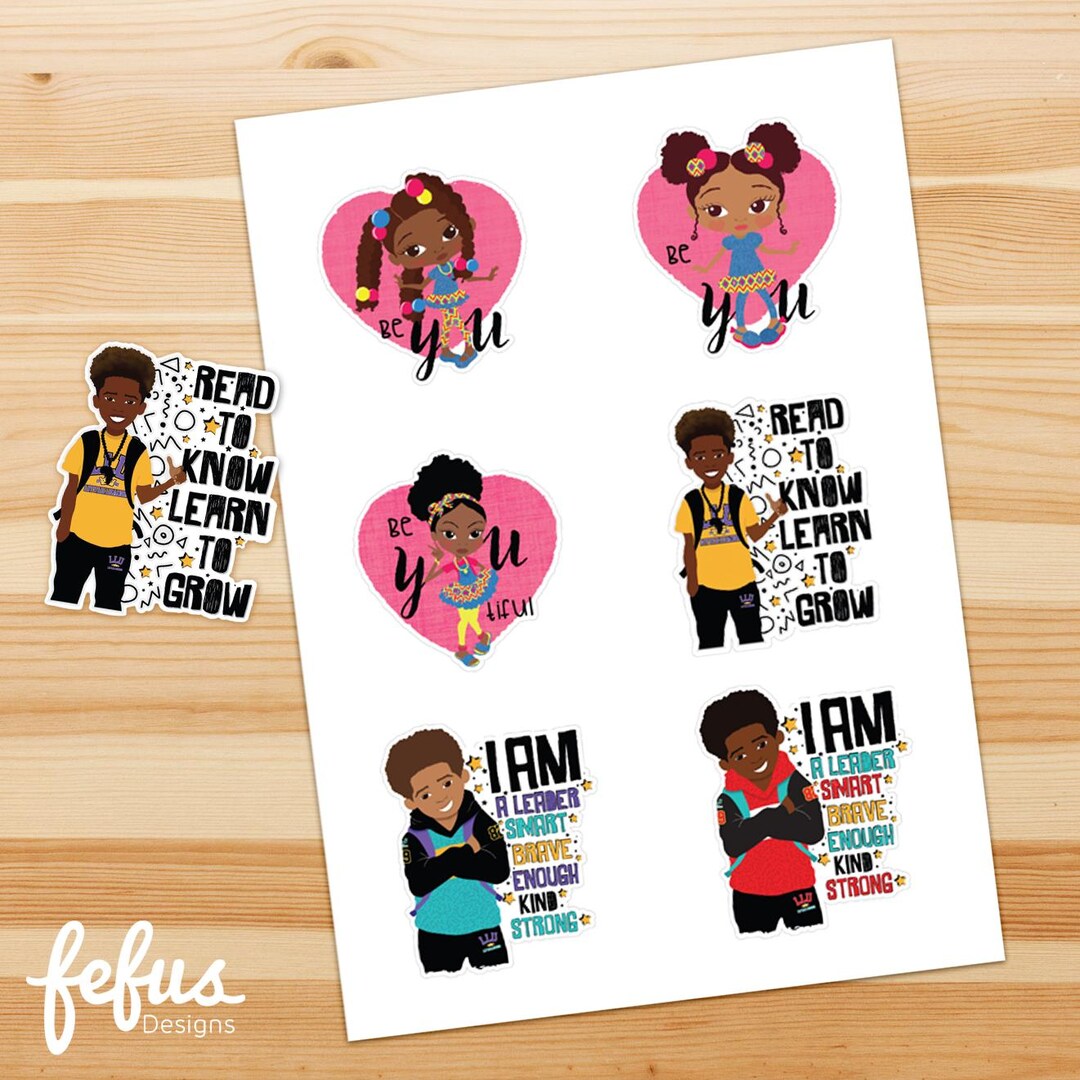 A4 Sticker Sheet | 6 Die-cut Empowering Stickers | Mixed Boys and Girls ...