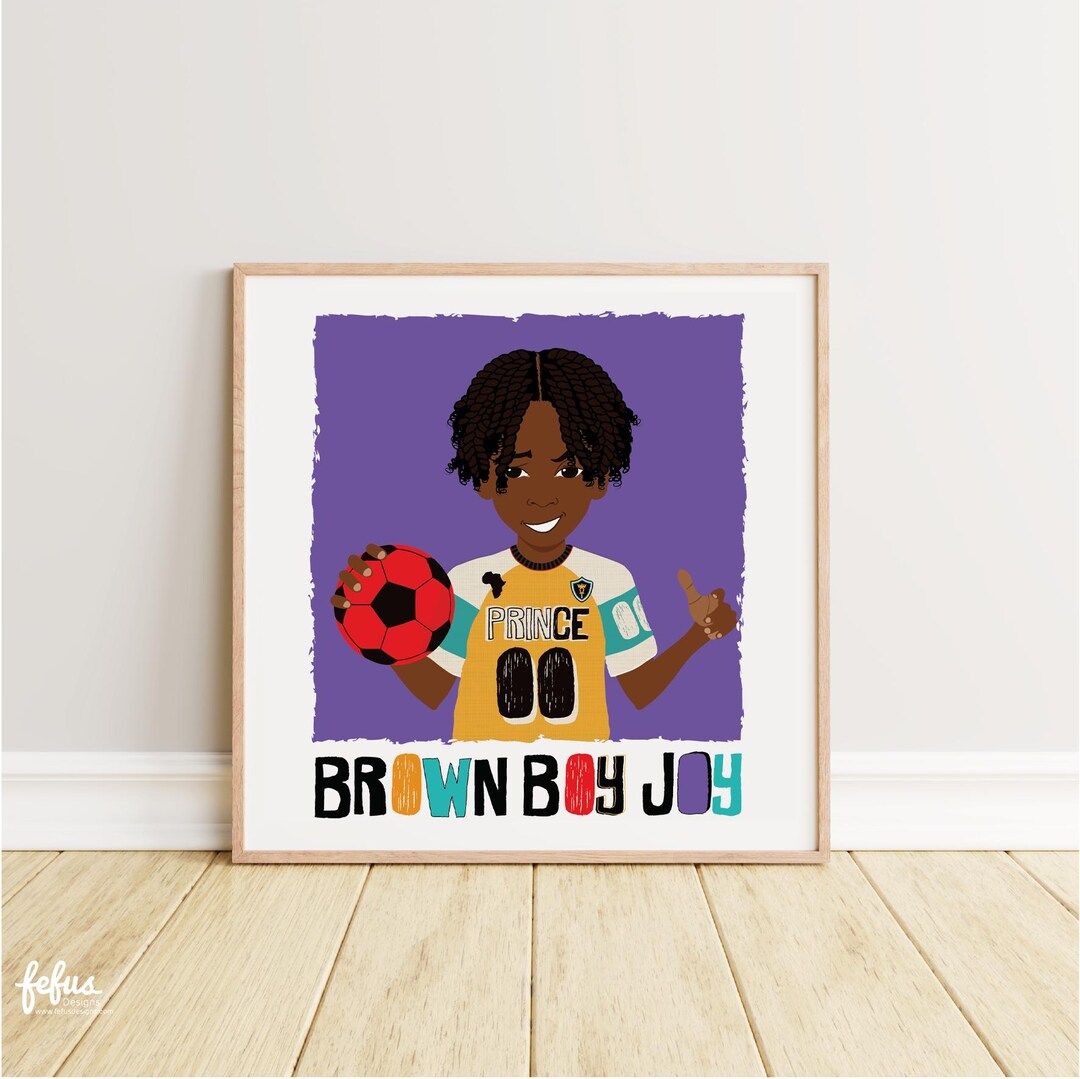 Black Boy Joy Football Art Print, Boys Sports Decor - Etsy