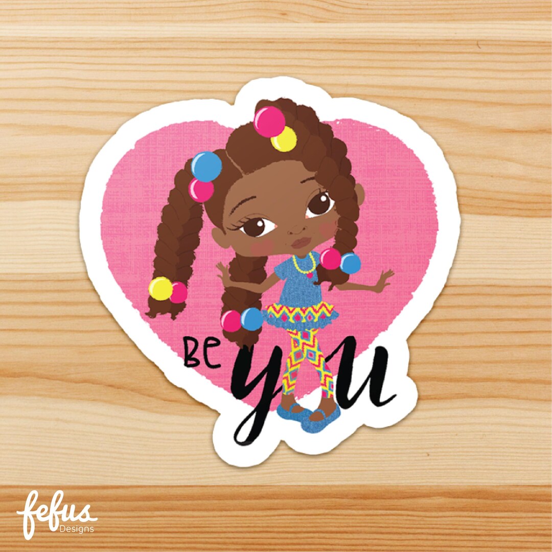 Afro Twist Girl Sticker | Black Girl Magic Die Cut | Empowering Sticker ...