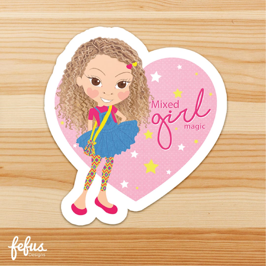 Mixed Girl Magic Sticker | Mixed Race Girls Rock | Individual Die Cut ...