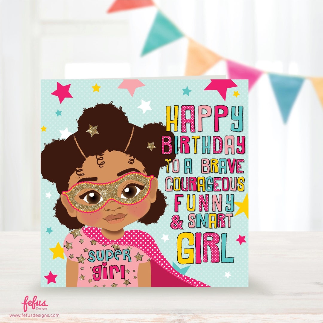 Black Girl Superhero Girl Affirmation Birthday Card | Greeting Cards ...