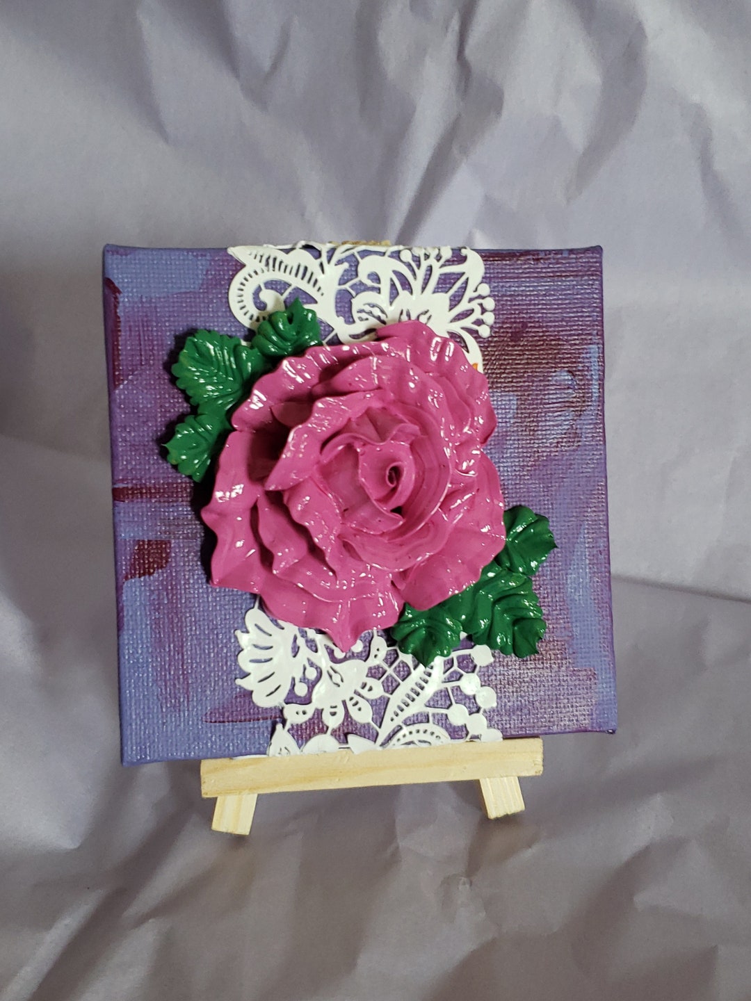 3D Rose Painting and Mini Easel - Etsy