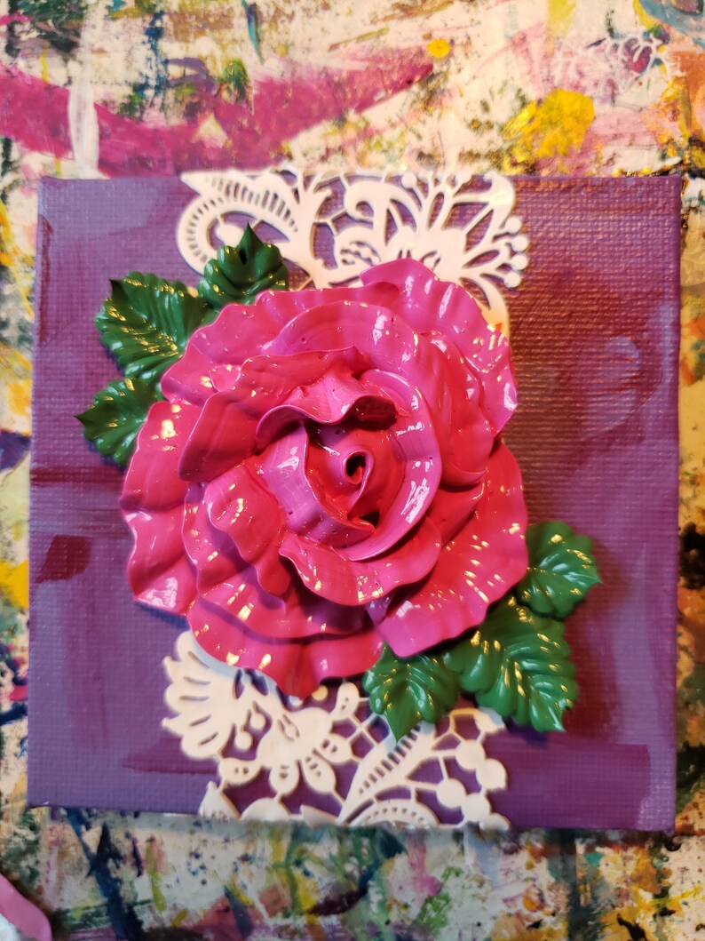 3D Rose Painting and Mini Easel - Etsy