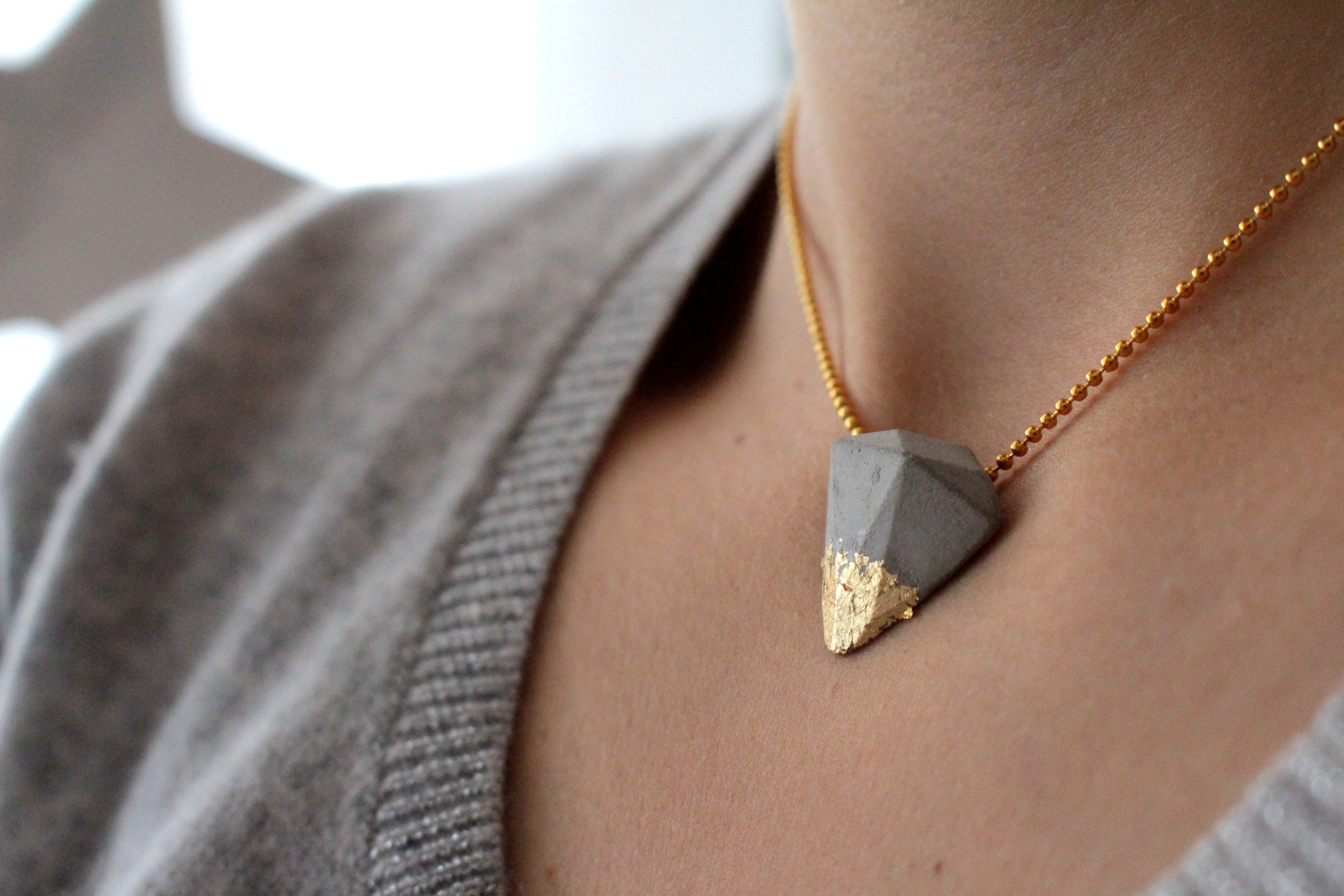 Necklace Minimalist Concrete béton minimalist cement Jewelry, Crew Neck ...