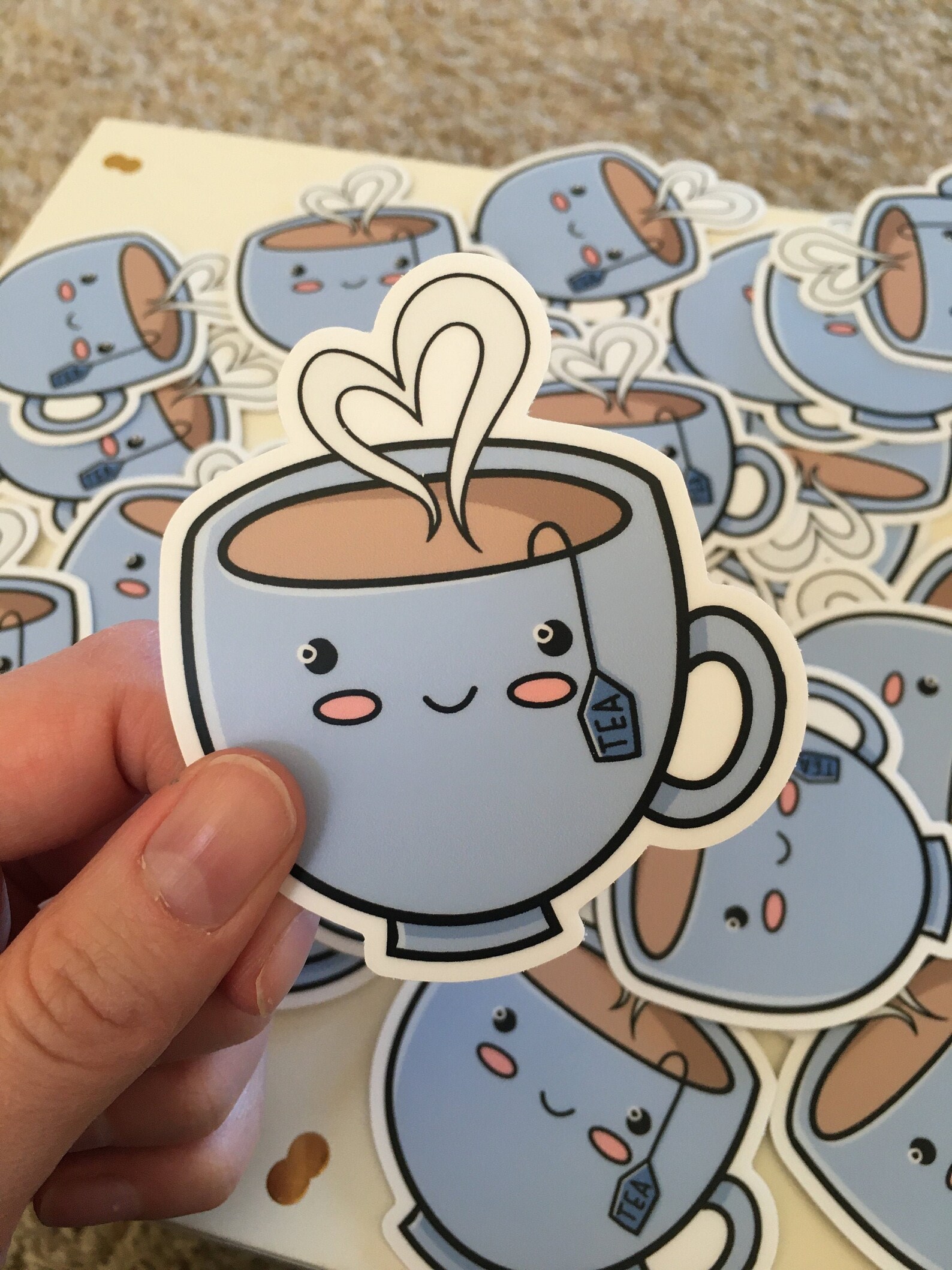 Kawaii Tea Sticker, Laptop Sticker, Water Bottle Sticker, Planner ...