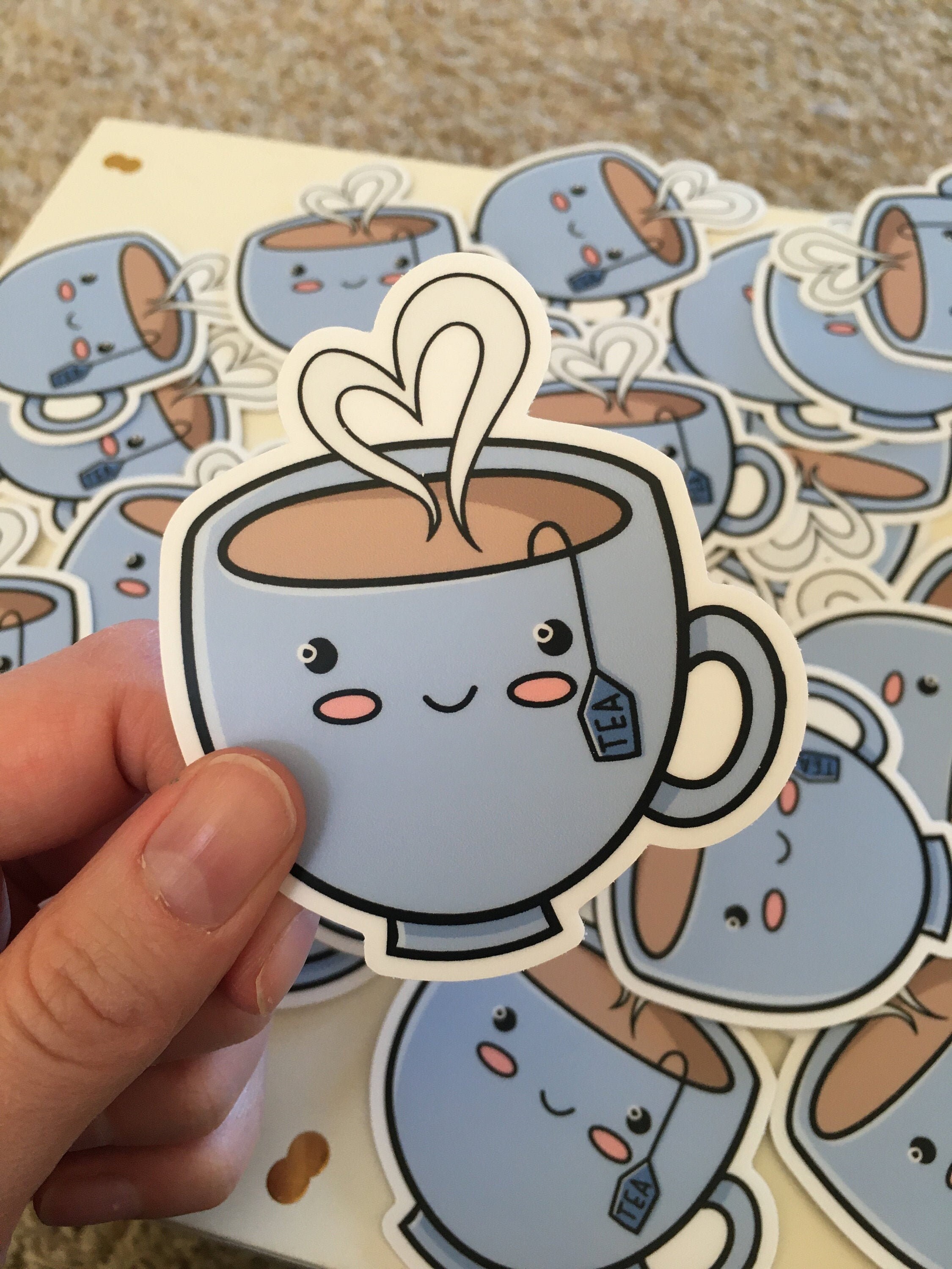 Kawaii Tea Sticker, Laptop Sticker, Water Bottle Sticker, Planner ...