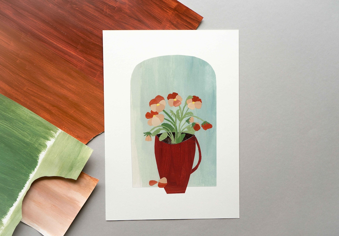 Art Print of Viola Flower, Modern Botanical Print, Handmade Floral ...