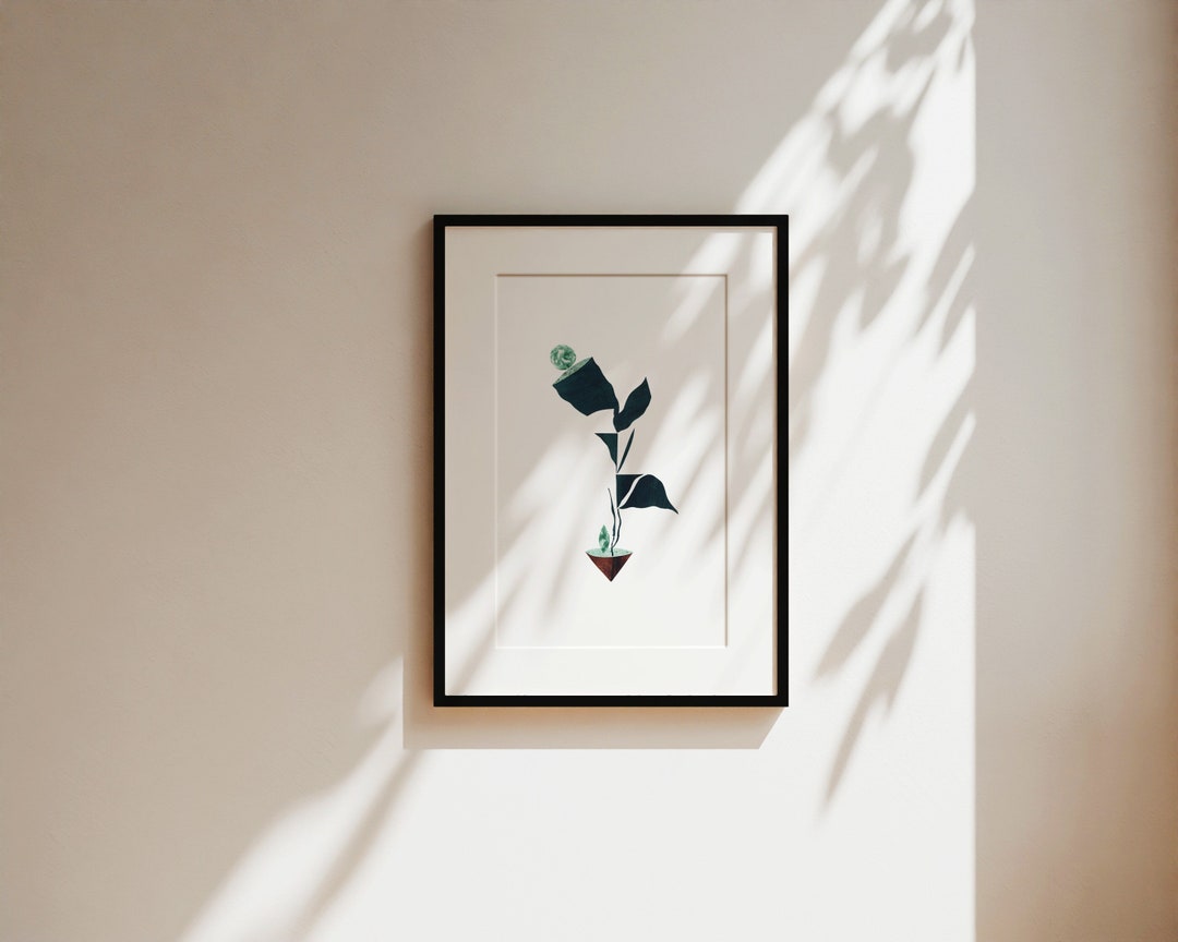 Minimalist Plant Illustration, Paper Cut Artwork, High Quality Giclee ...