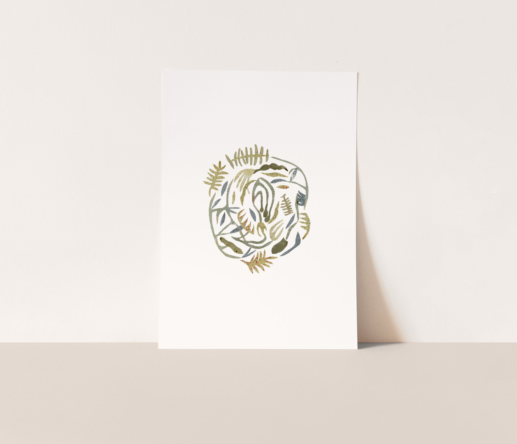 Art Print of Nature Circle, Minimalist Giclee Print, Handmade Collage ...