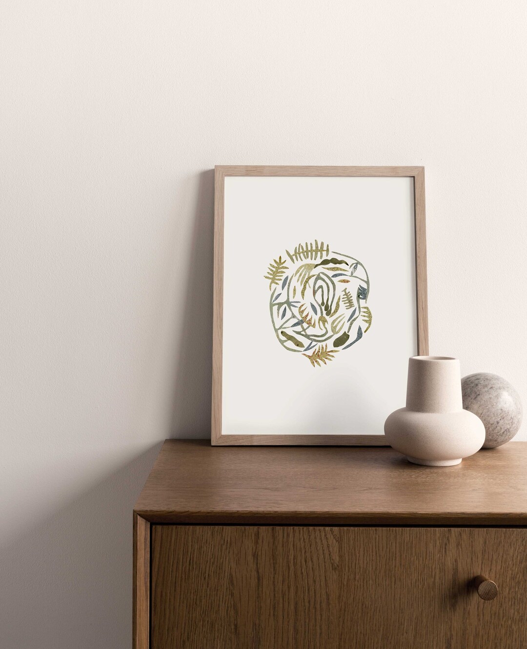 Art Print of Nature Circle, Minimalist Giclee Print, Handmade Collage ...