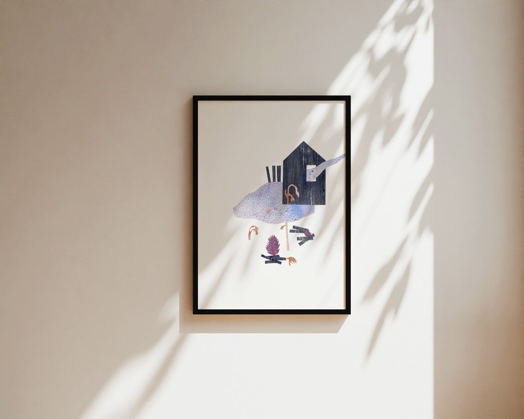 Modern House Illustration, Minimalist Art Print, Collage With Fine ...