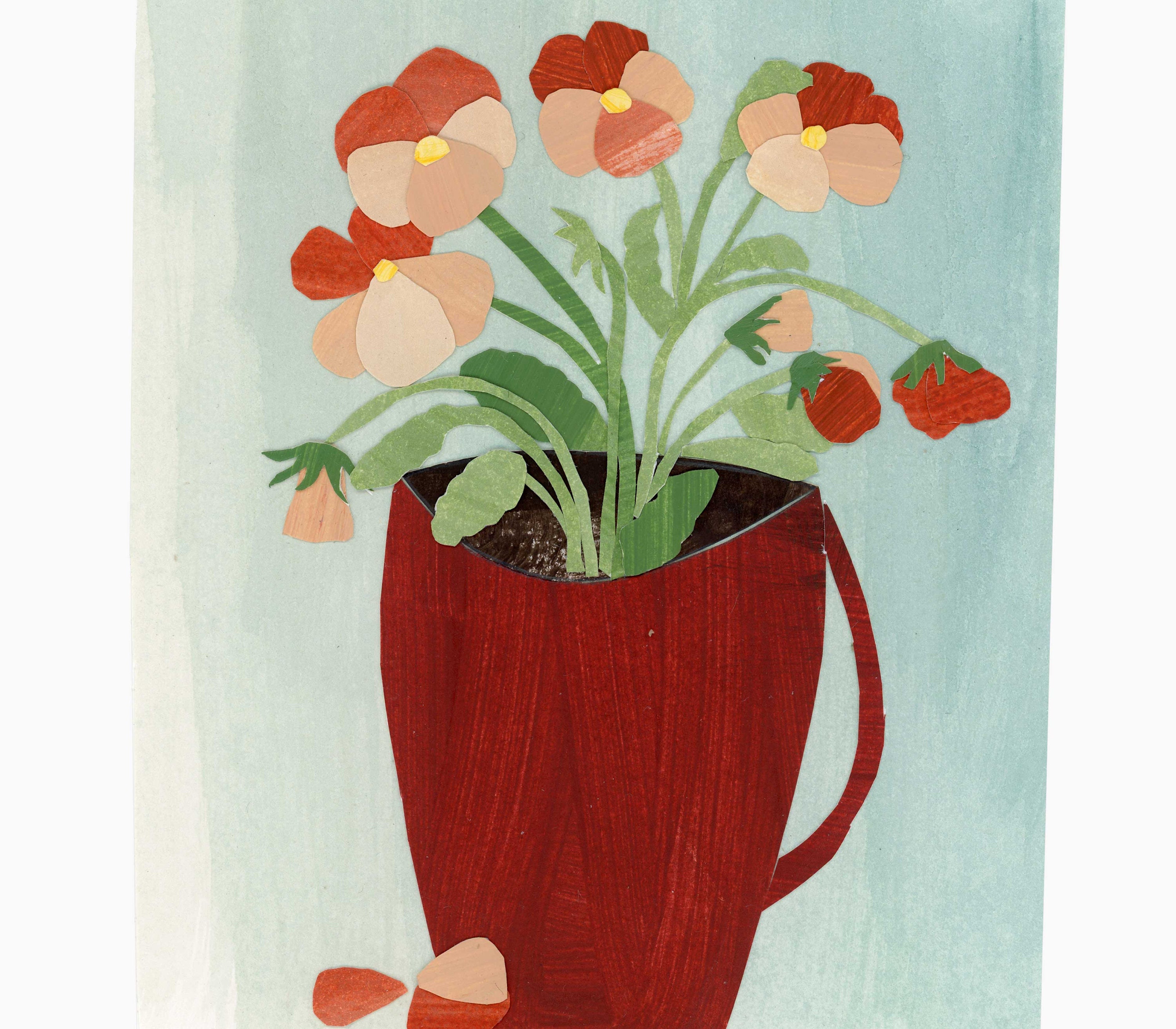 Art Print of Viola Flower, Modern Botanical Print, Handmade Floral ...