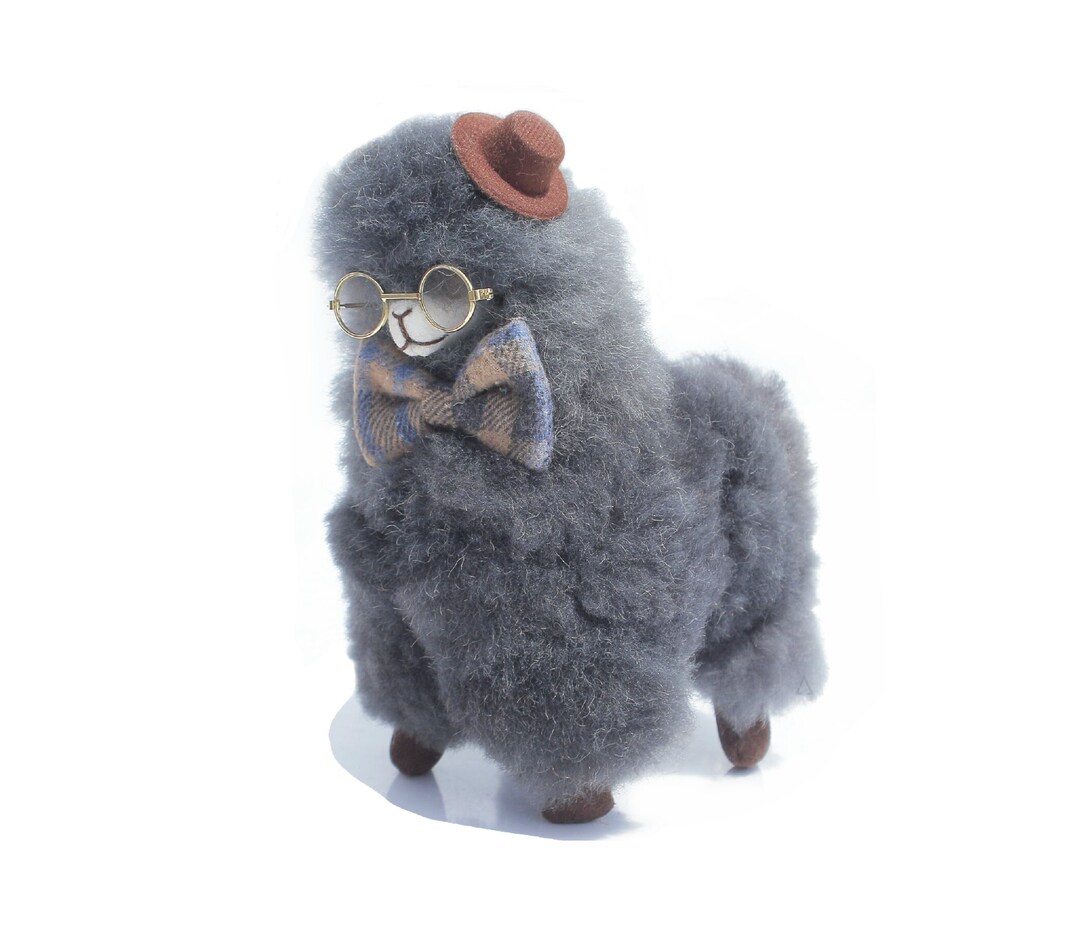 9 IN 22-23 CM GRAY Handmade Alpaca Stuffed Animal Plush Alpaca Fur ...
