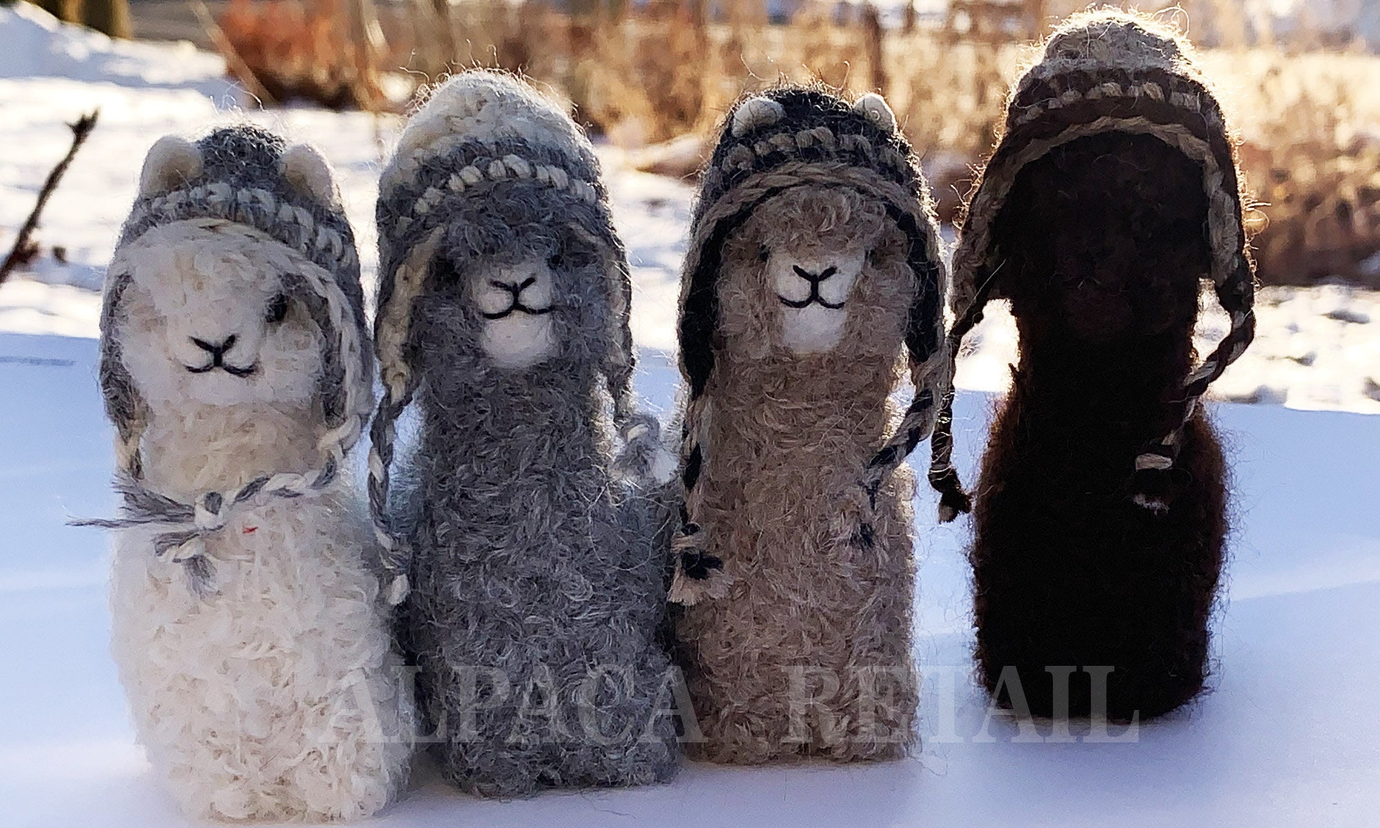 3.5 IN Needle Felted Alpaca Sculptures With Chullo or Hat Felted ...