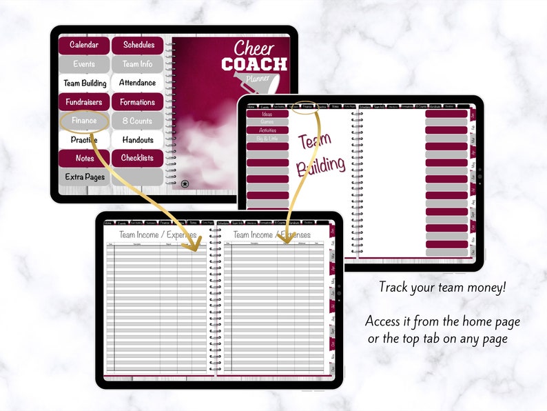 Cheer Coach Digital Planner / Maroon / Goodnotes5 / Undated - Etsy