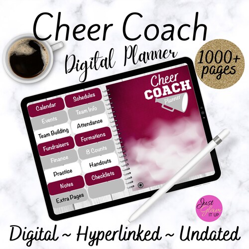 Cheer Coach Digital Planner / Maroon / Goodnotes5 / Undated - Etsy