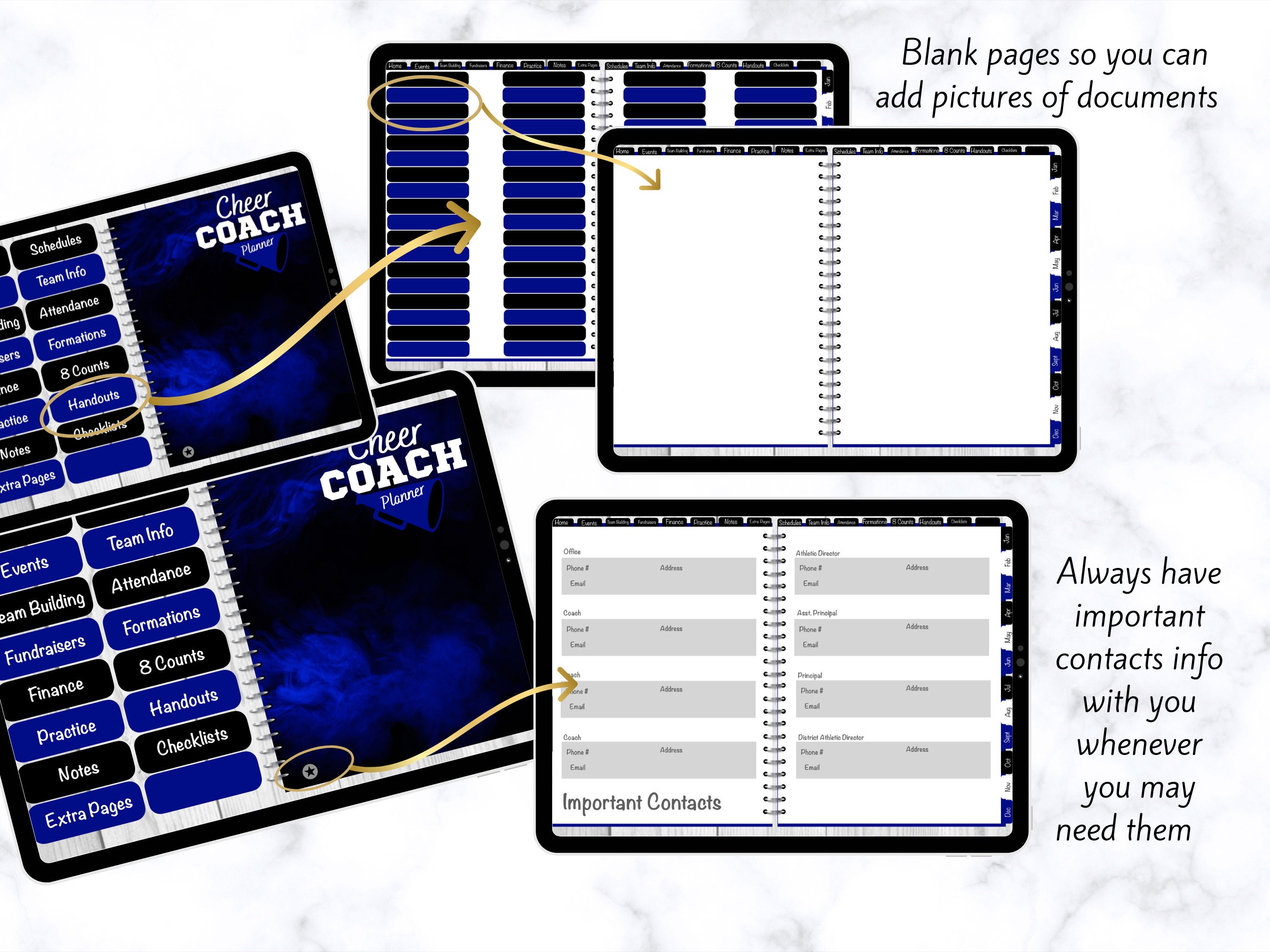 Cheer Coach Digital Planner /blue & Black / Goodnotes5 / Undated Months ...