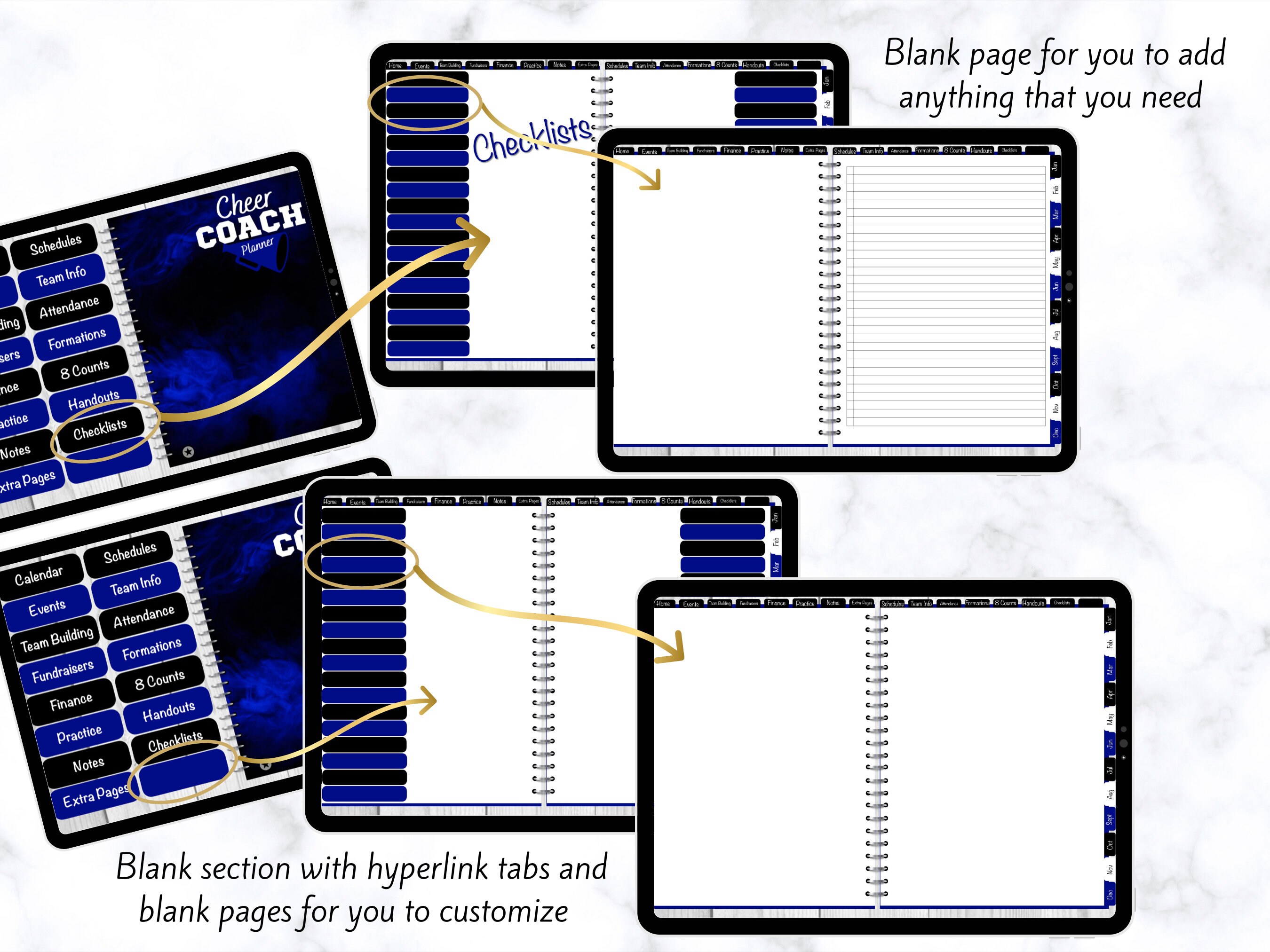 Cheer Coach Digital Planner /blue & Black / Goodnotes5 / Undated Months ...