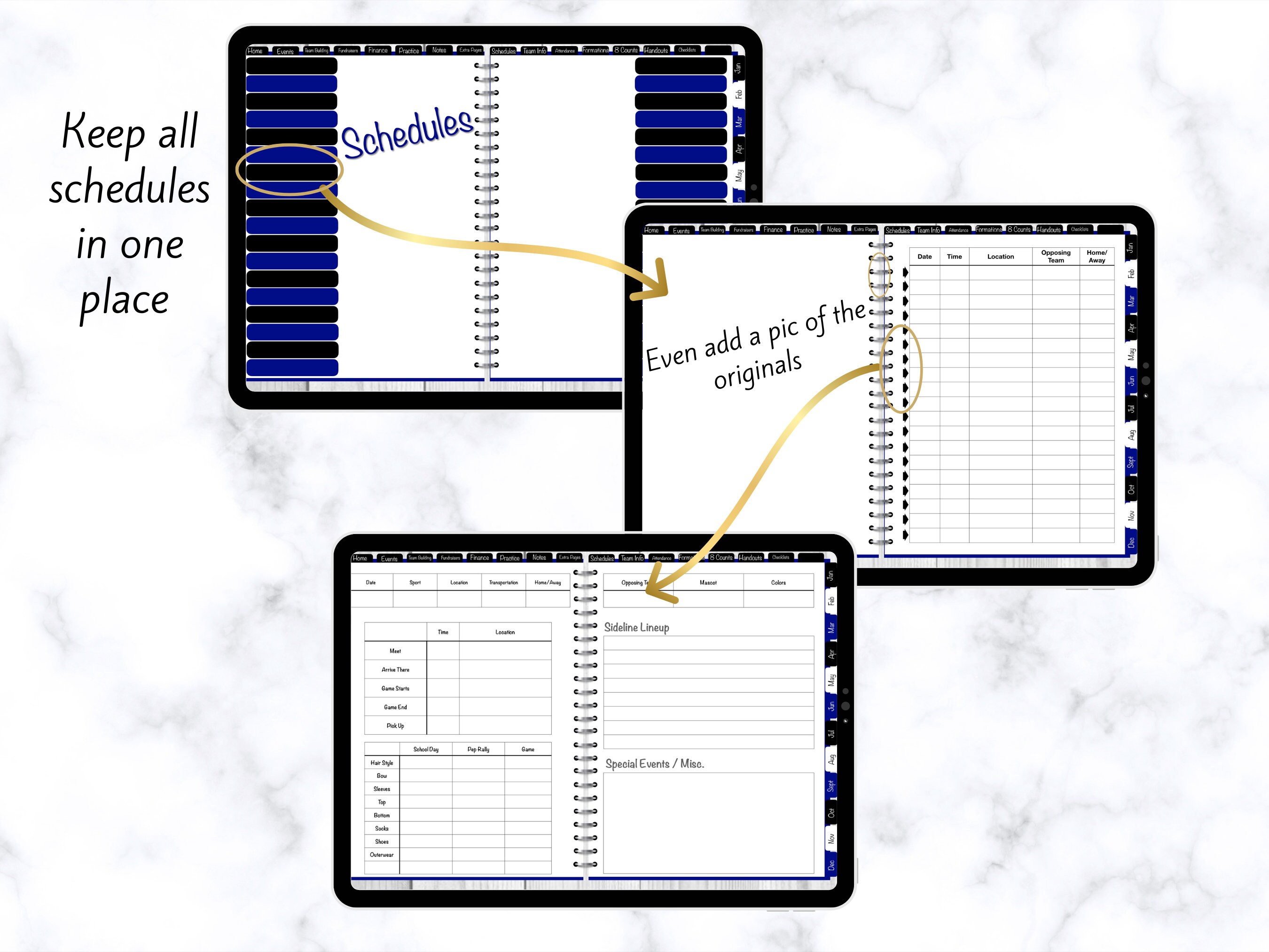 Cheer Coach Digital Planner /blue & Black / Goodnotes5 / Undated Months ...