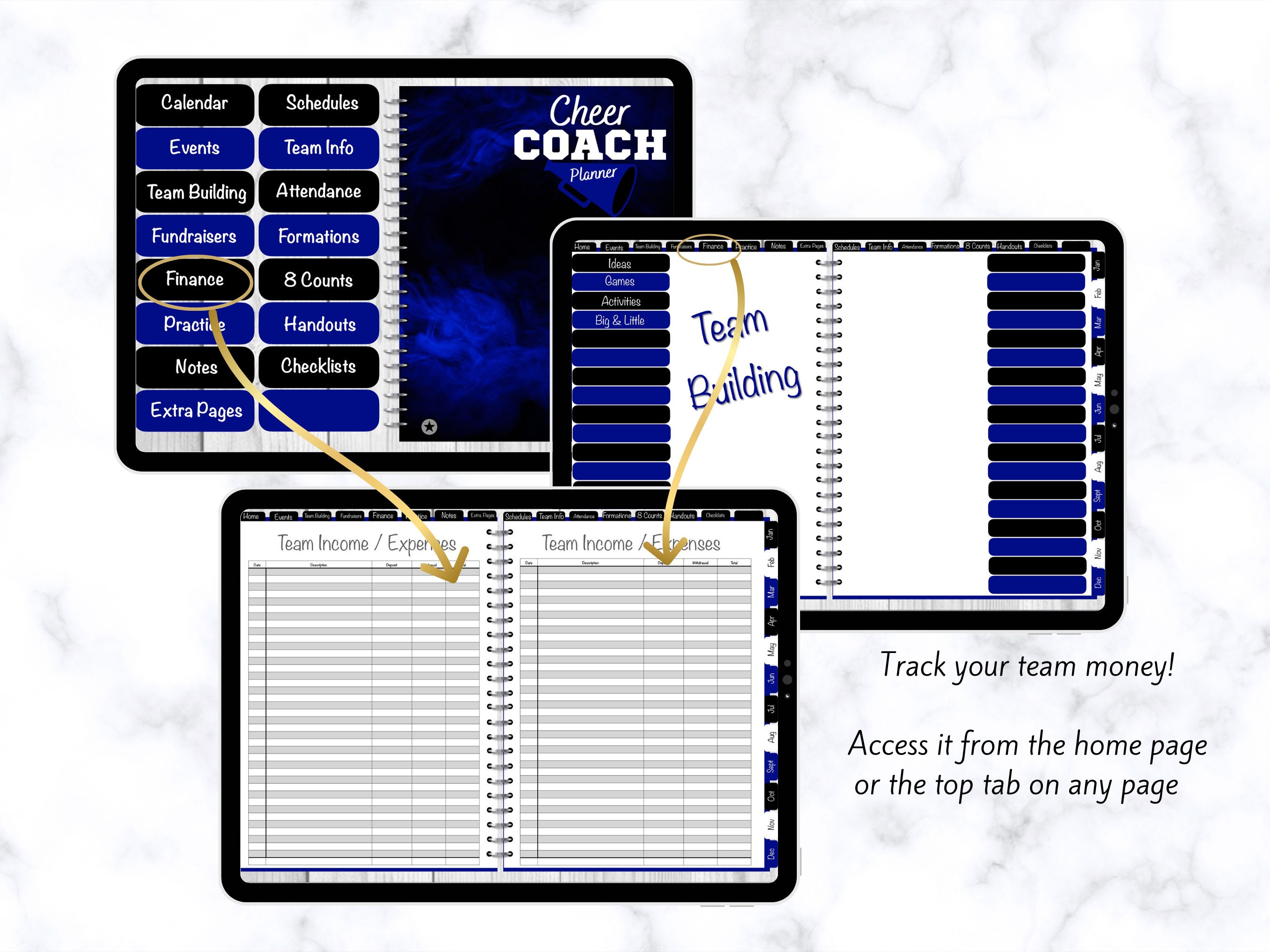 Cheer Coach Digital Planner /blue & Black / Goodnotes5 / Undated Months ...