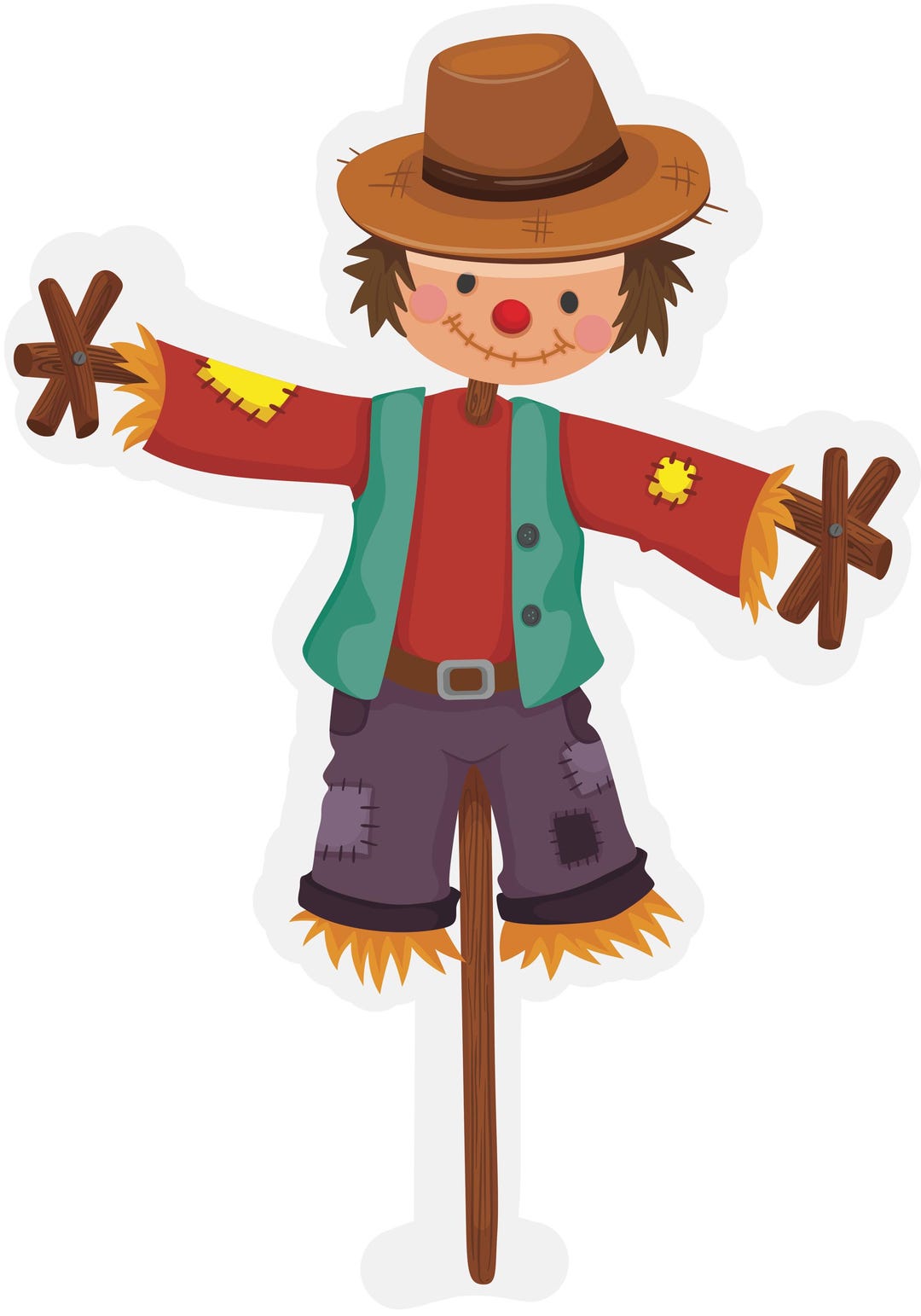 Magnetic Boy Scarecrow With Tan Hat - 14" X 21" - Etsy