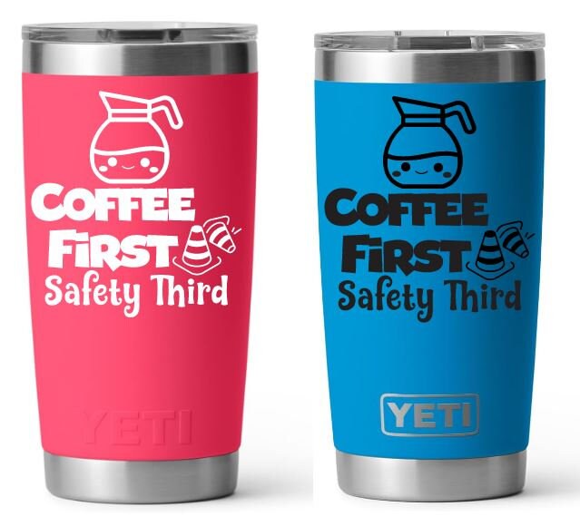 Coffee First, Safety Third Vinyl Decal Funny Sticker Car Window Bottle ...