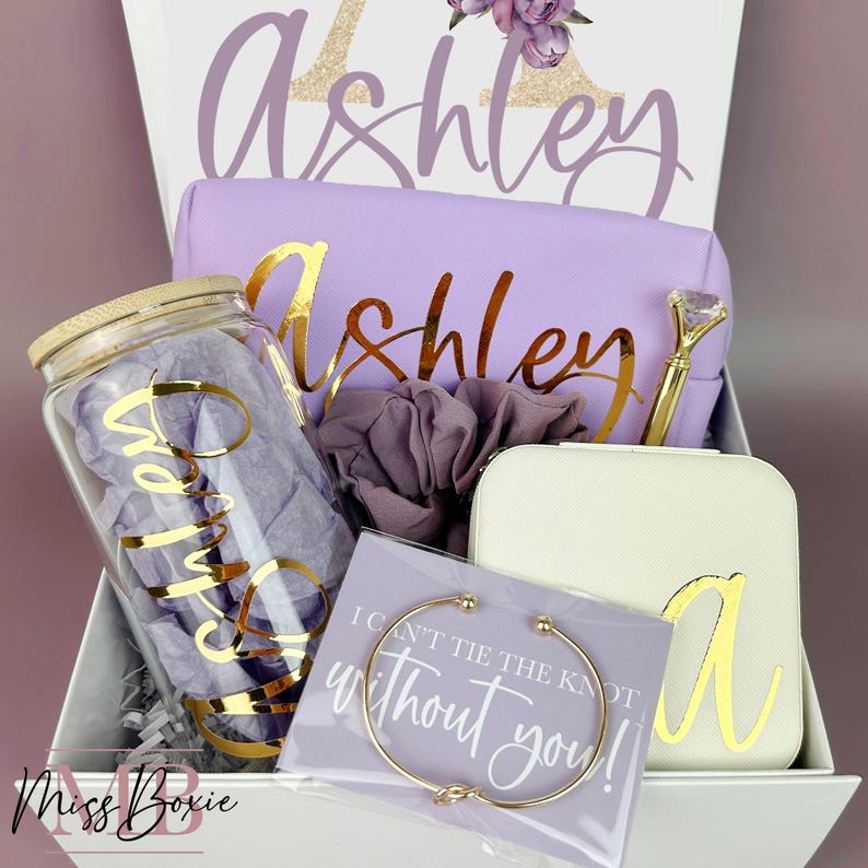 Dusty Blue Bridesmaid Proposal Gift Box, Personalized Gift Set - Etsy