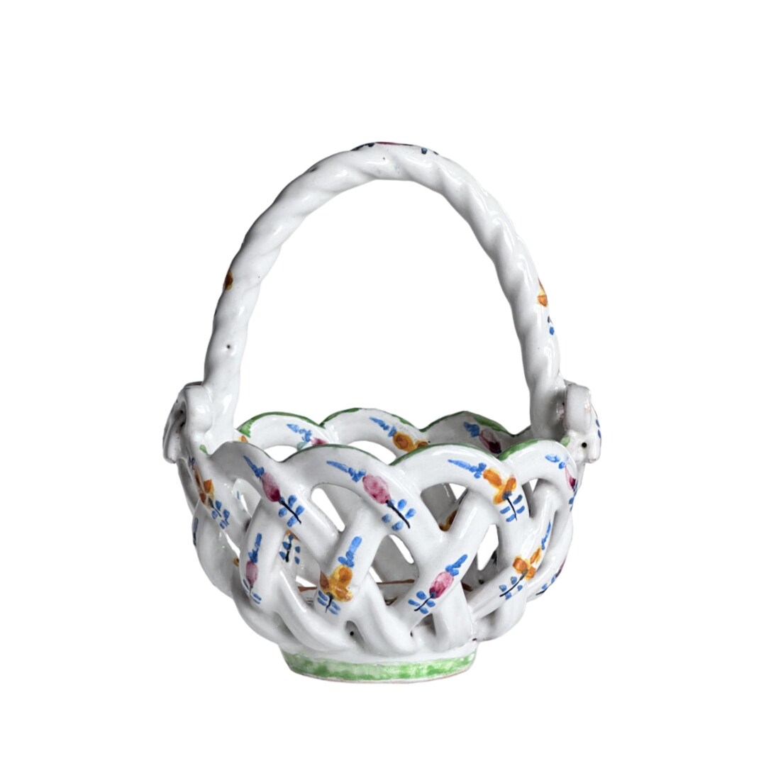 Decorative Ceramic Floral Spanish Hand-painted Pottery Lattice Basket ...